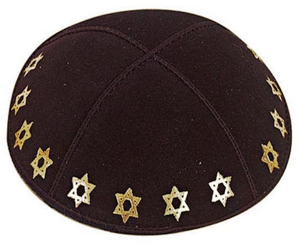 Foil Embossed Suede Kippah - Stars of David