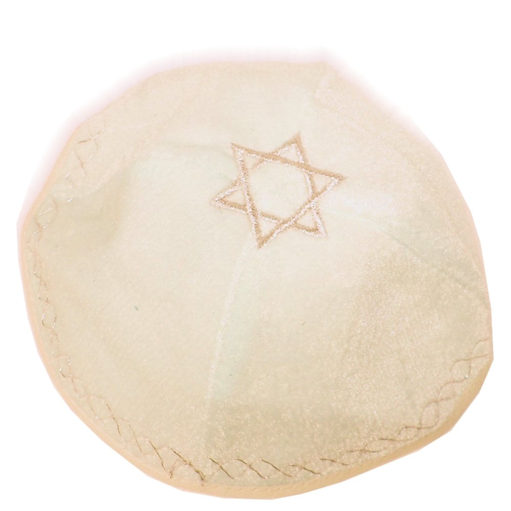 Holy Land Market Kippah with Star of David-Beige Color